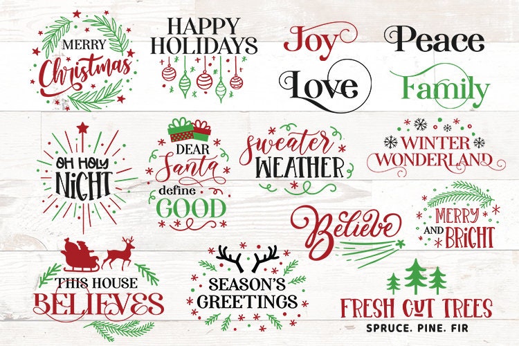 15 Christmas Sayings Quote Sayings Bundle Svg Files for Cricut | Etsy