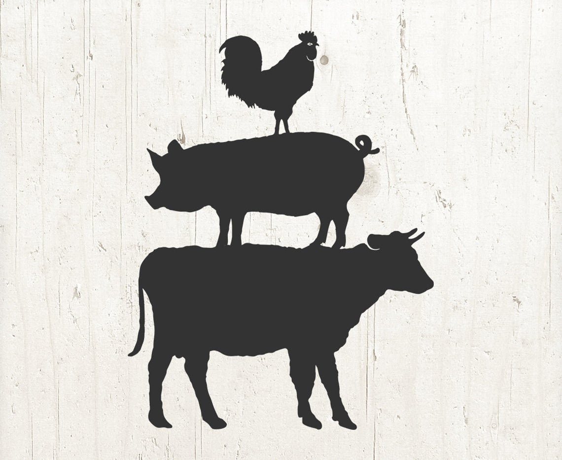 Stacked Farm Animals SVG Rooster SVG pig svg Cow Clipart | Etsy
