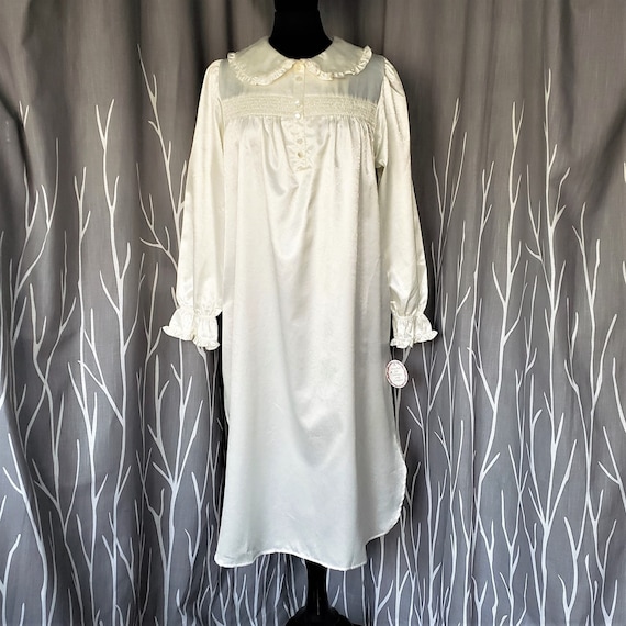 SATIN RUFFLE NIGHTGOWN Vintage New Old Stock Victoria… - Gem