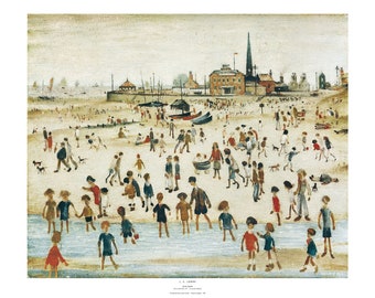 At the Seaside L S Lowry Medici Print - Etsy