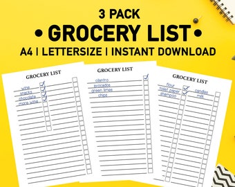 Grocery List Checkmark Printable PDF Instant Download | Etsy