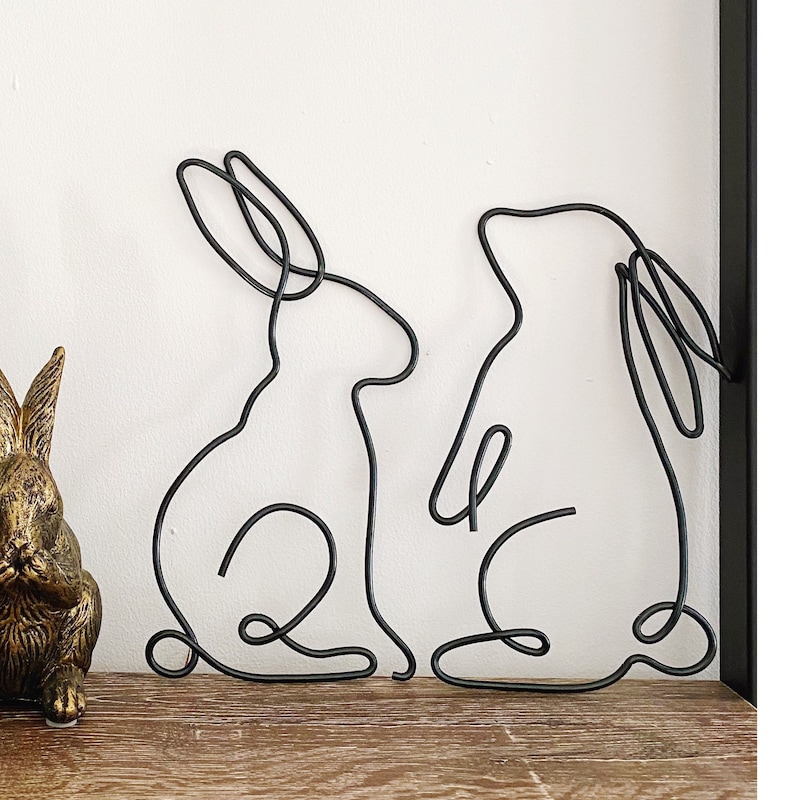 Rabbit Art Wire Silver - Etsy