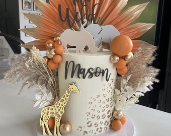 Animal Themed Line Cake Topper Set Two Wild Cake Topper Set Wild One ...