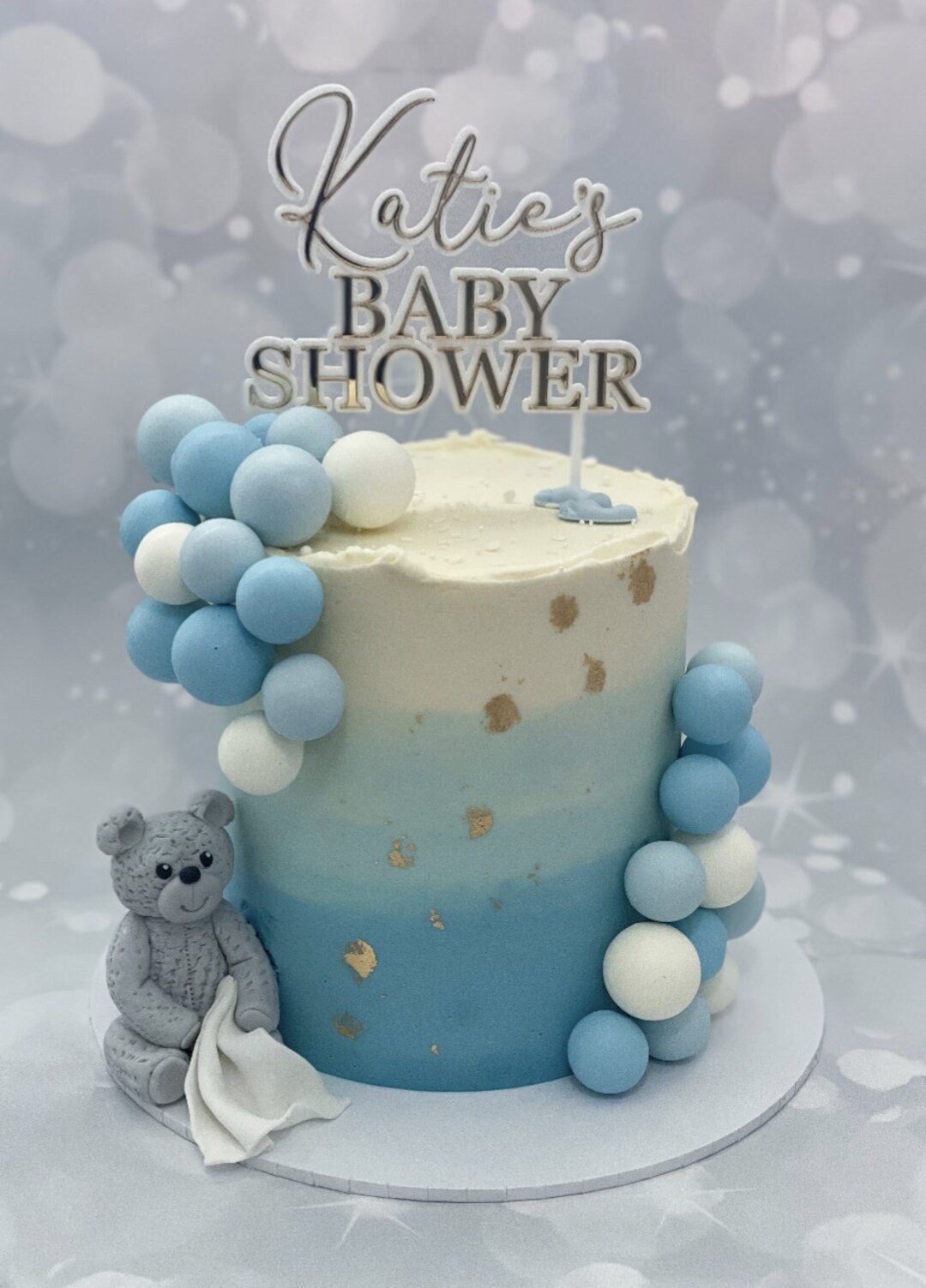 Personalised Double Layer Baby Shower Acrylic Cake Topper Baby Shower ...