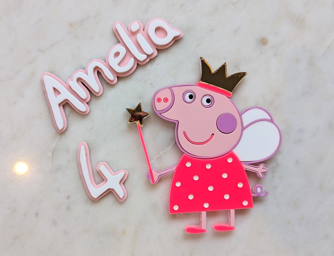 Peppa Pig Fairy Cake Topper Peppa Pig Fairy Cake Charm Double Layer ...
