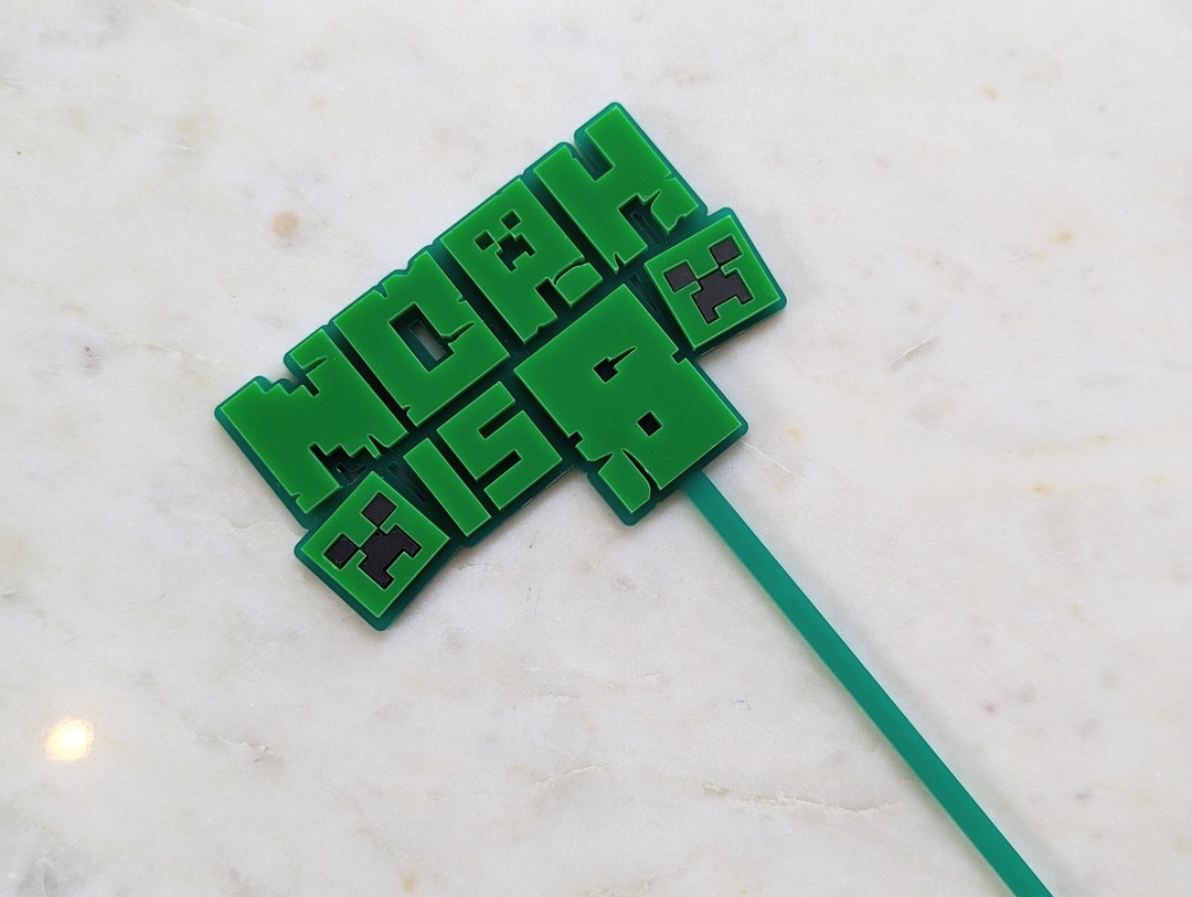 Minecraft Cake Topper Creeper Double Layer Personalised Acrylic Charm ...