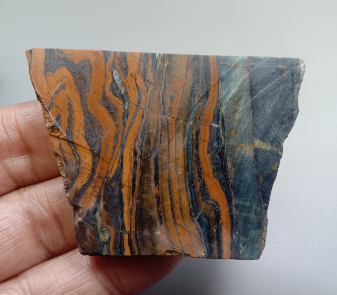 Tiger Eye (blue) - Hawks Eye Unpolished Slab - Blue Tiger Eye Lapidary ...