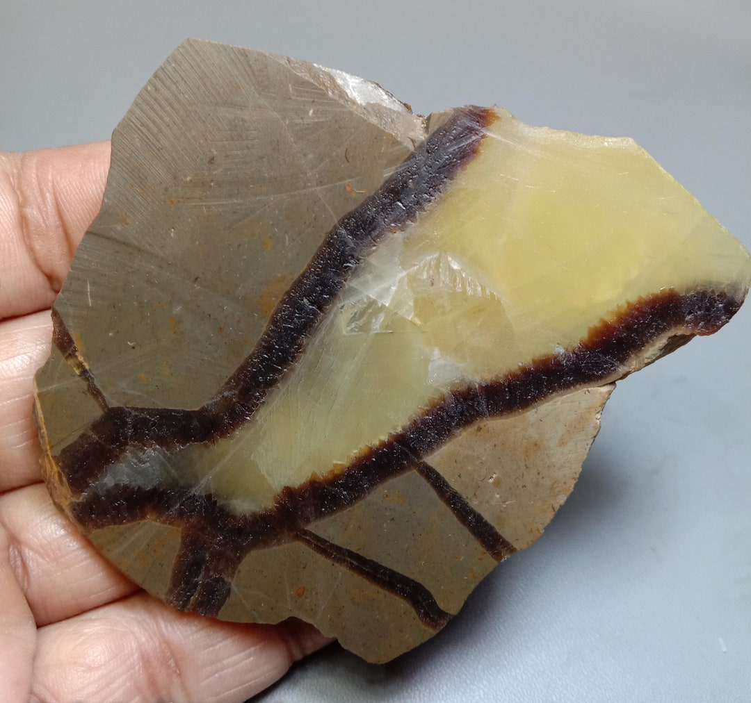 Septarian - Yellow Calcite Slab - Lapidary Rough Slab Specimen -natural ...