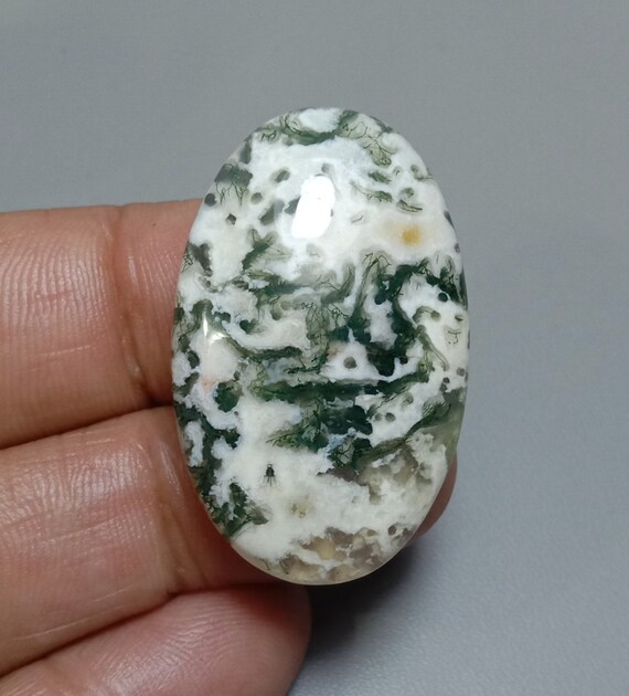 Tree Agate Crystal Dendritic Tree Agate Tree Moss Agate Green Tree Agate Oval Shape 41.00ct. 38x24x6mm Etsy