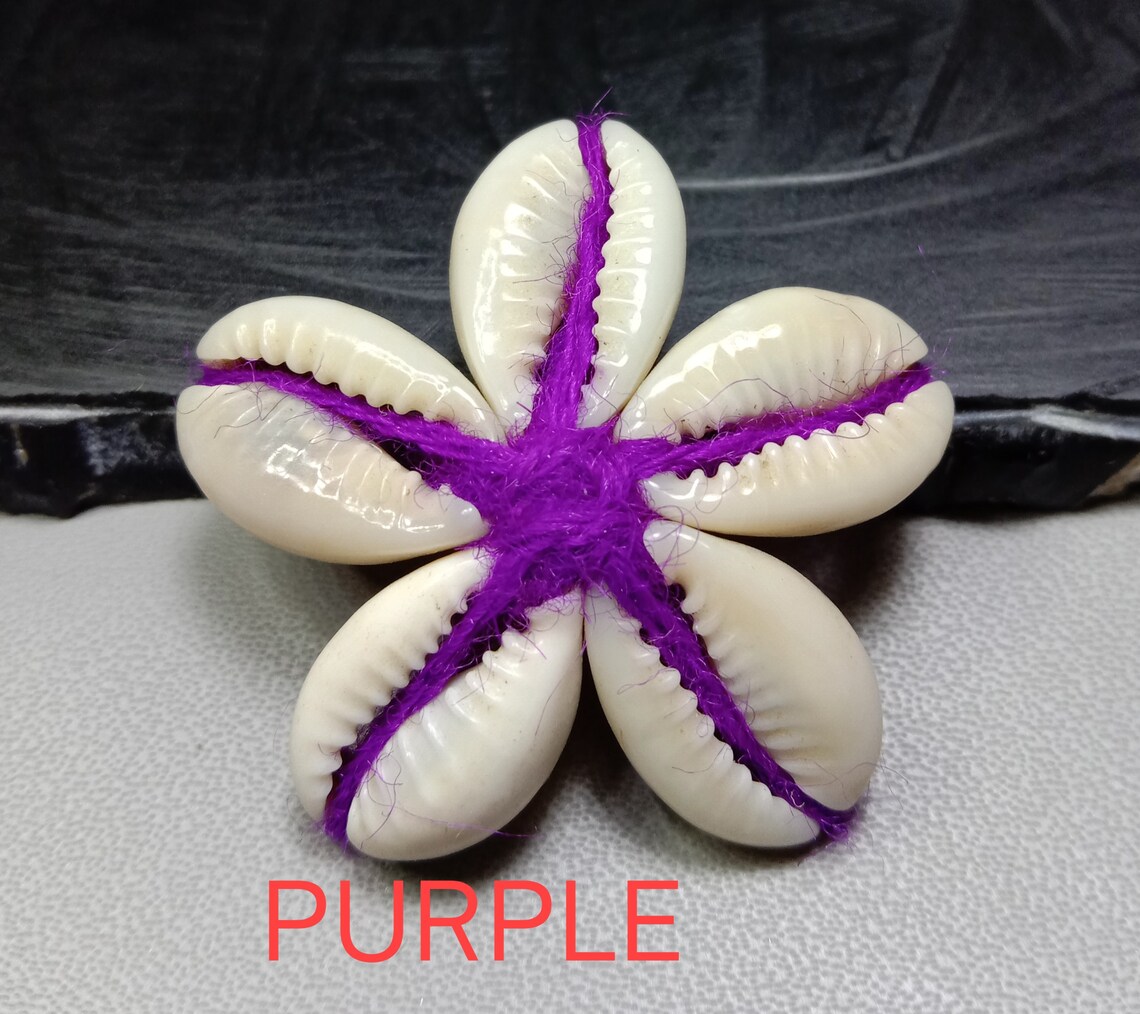 Handmade Cowrie Shell Flowers With Yarn: Jewelry & Craft Supplies - Etsy