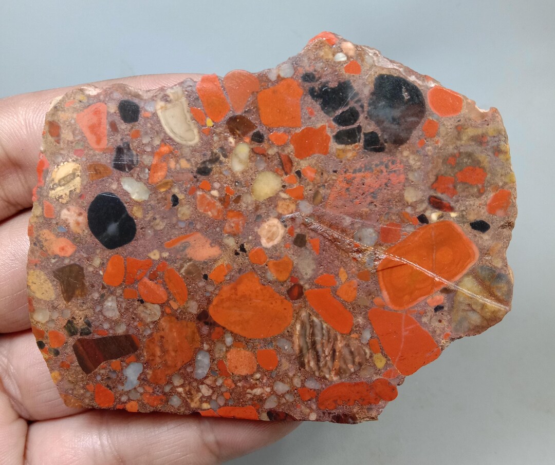 Red Jasper Pudding Stone Conglomerate Stone Slab- 320.00ct 70x58x5.5mm ...