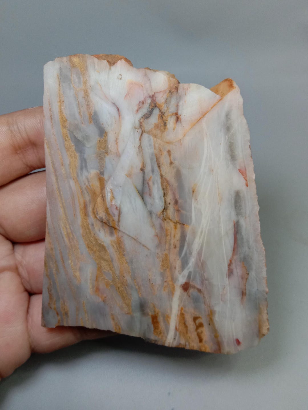 Jasper - Pink Banded Crystal - Raw Stone Slab- Natural Banded Jasper ...