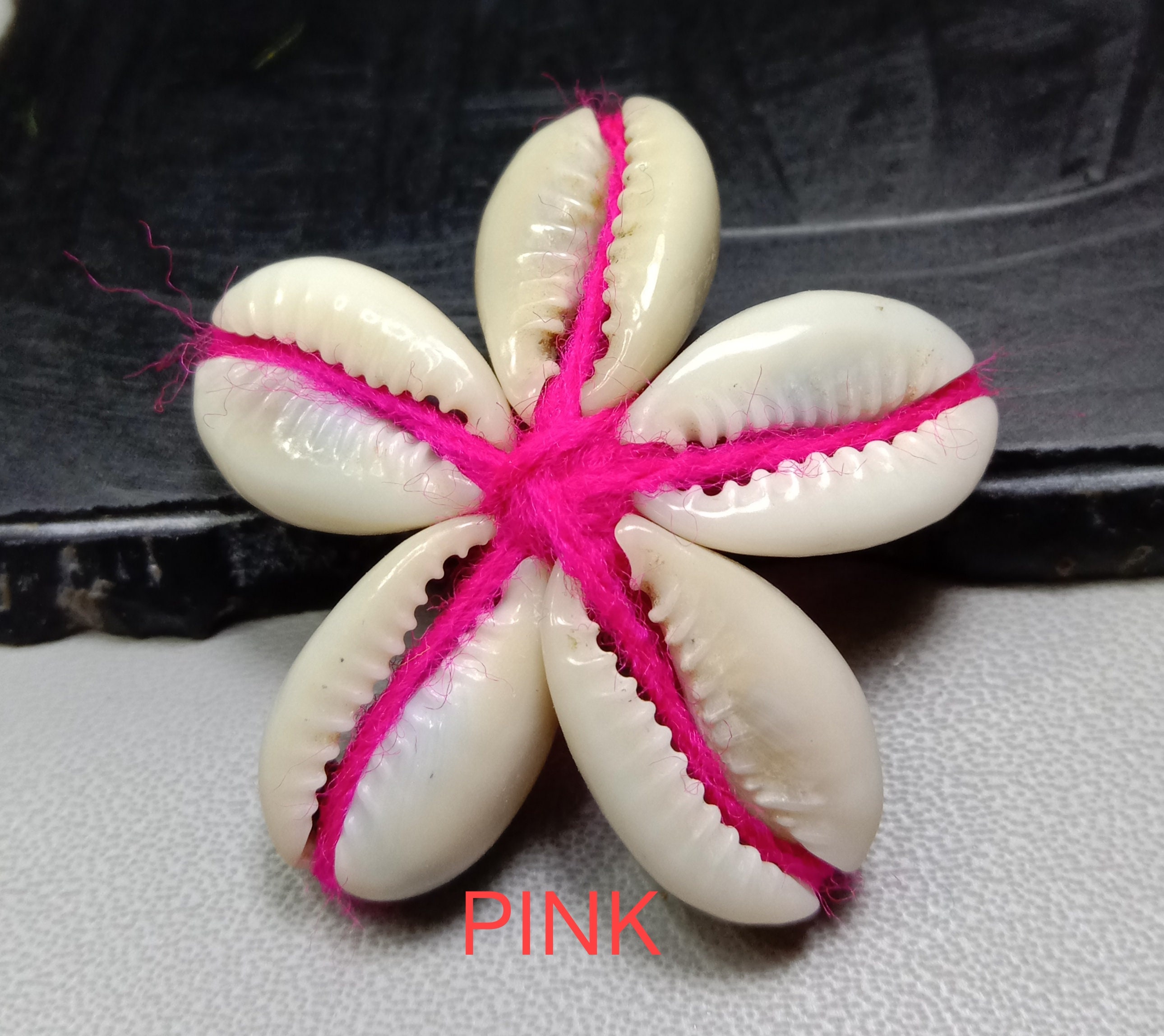 Handmade Cowrie Shell Flowers With Yarn: Jewelry & Craft Supplies - Etsy