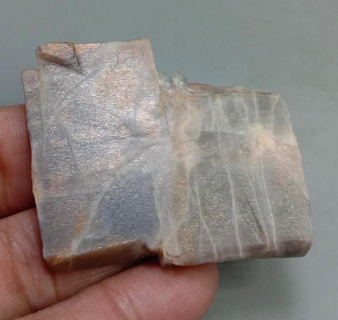 Sunstone - Natural Rainbow Lattice Sunstone Unpolished Slab 147.00ct ...