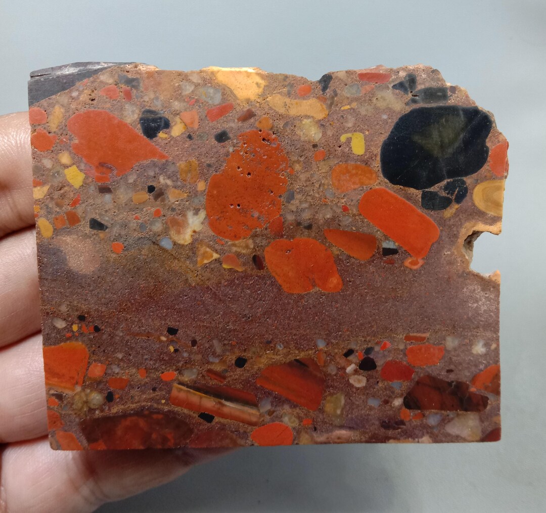 Red Jasper Pudding Stone Conglomerate Stone Slab- 351.00ct 75x65x5.5mm ...