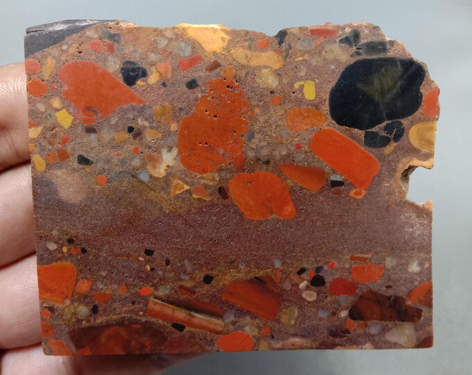 Red Jasper Pudding Stone Conglomerate Stone Slab- 351.00ct 75x65x5.5mm ...