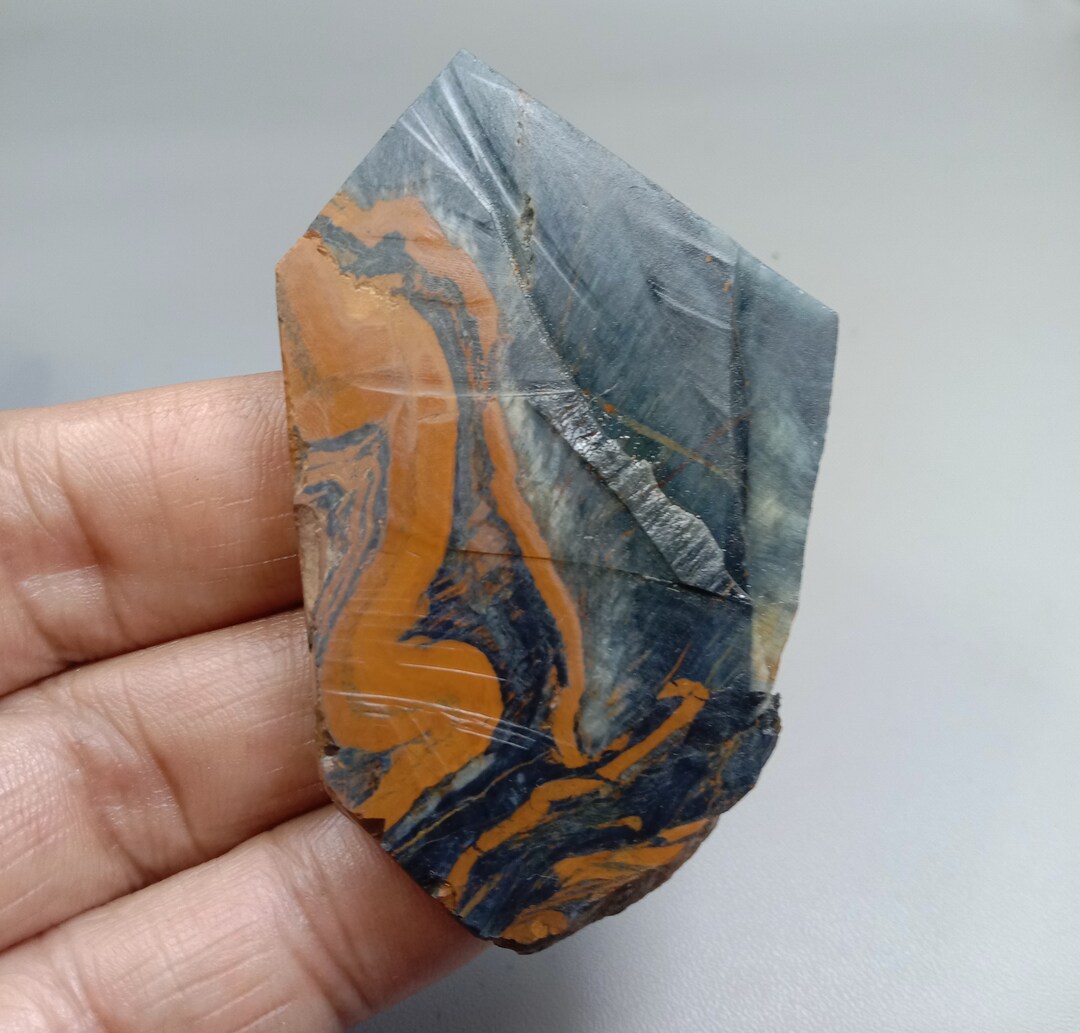 Tiger Eye (blue) - Hawks Eye Unpolished Slab - Blue Tiger Eye Lapidary ...