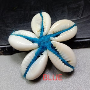 Cowrie Shell Flower - Natural Cowrie Shell Flower Made by Yarn - Seashell Flower - 5 Cowrie ...