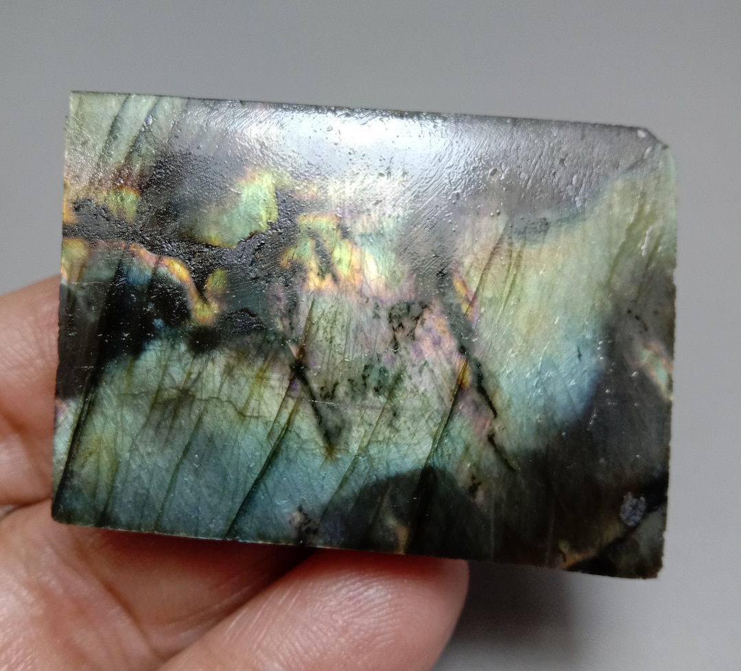 Spectrolite Crystal Slab Finland Spectrolite Black Labradorite Lapidary ...