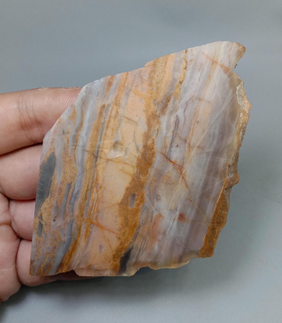 Jasper - Pink Banded Crystal - Raw Stone Slab- Natural Banded Jasper ...