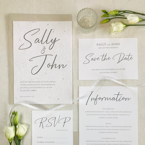 Recycled Wedding Invitation - Etsy UK