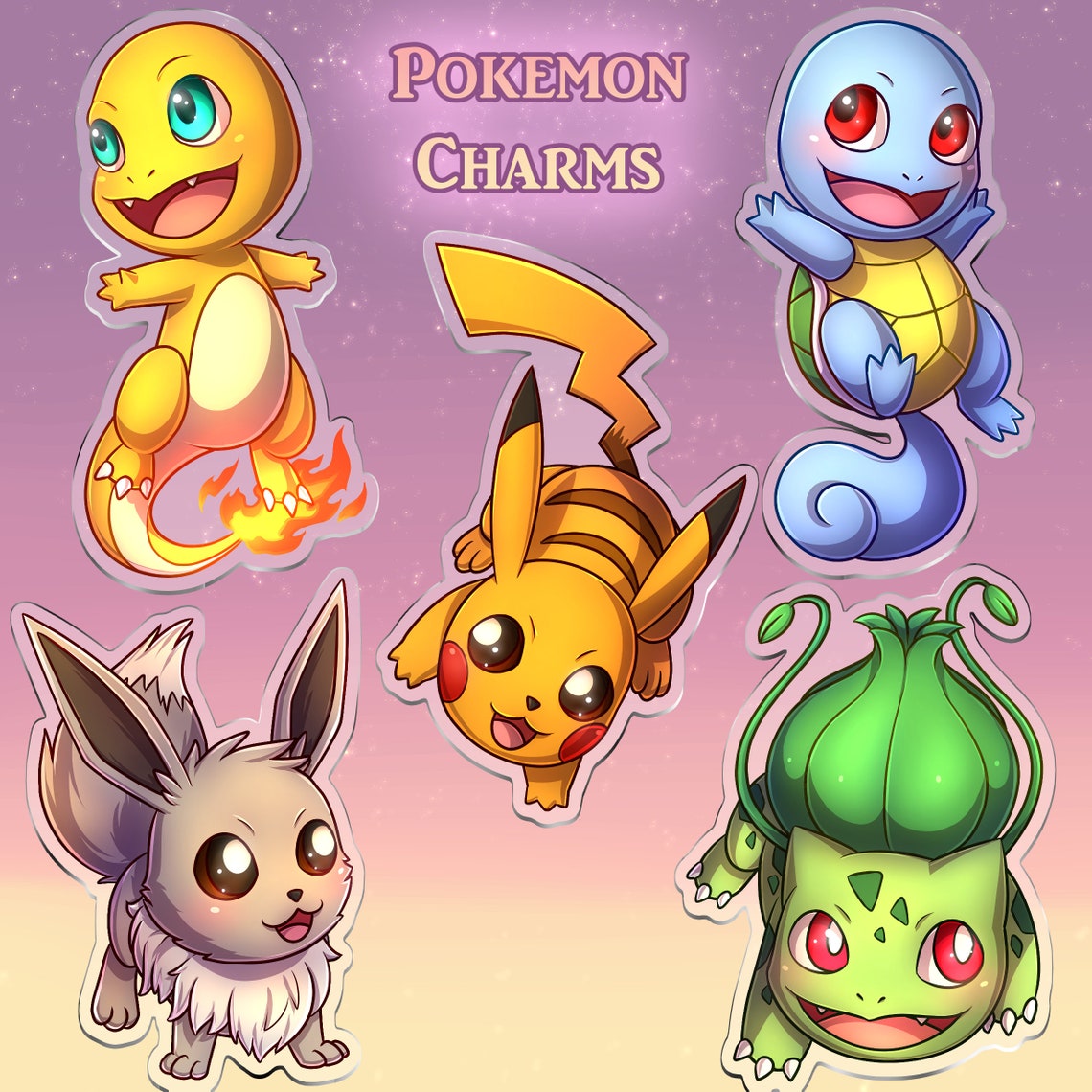 Pokemon Pikachu Eevee Bulbasaur Charmander and Squirtle | Etsy