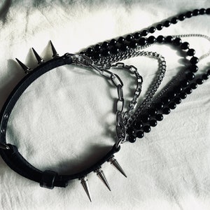 Handcrafted Ls6-spike Limited Edition Choker Onyx Necklace Leather ...