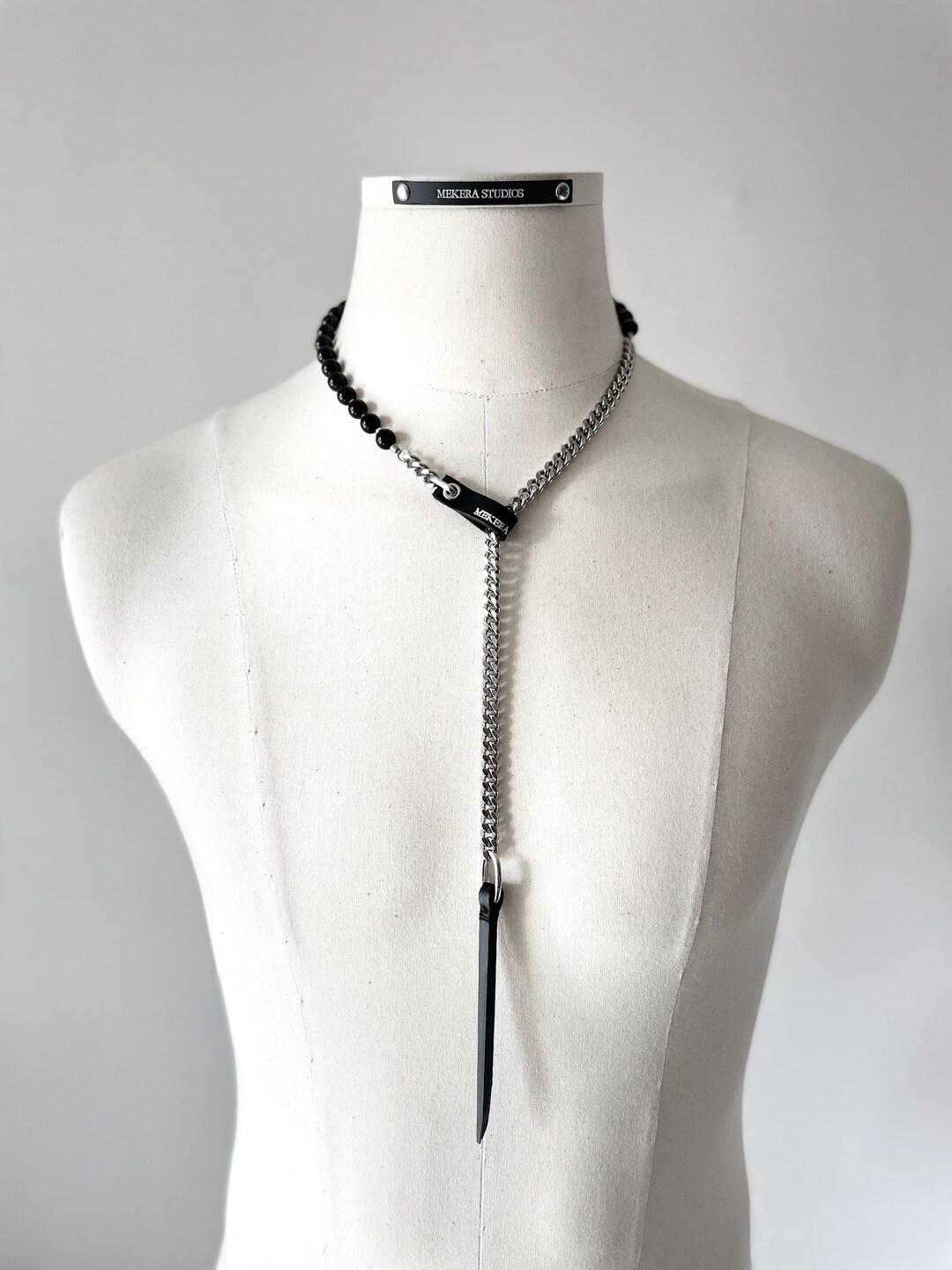 Lariat & Y Necklace Onyx 비상•飛翔•SOAR Collection-wings11 Leather Chain ...