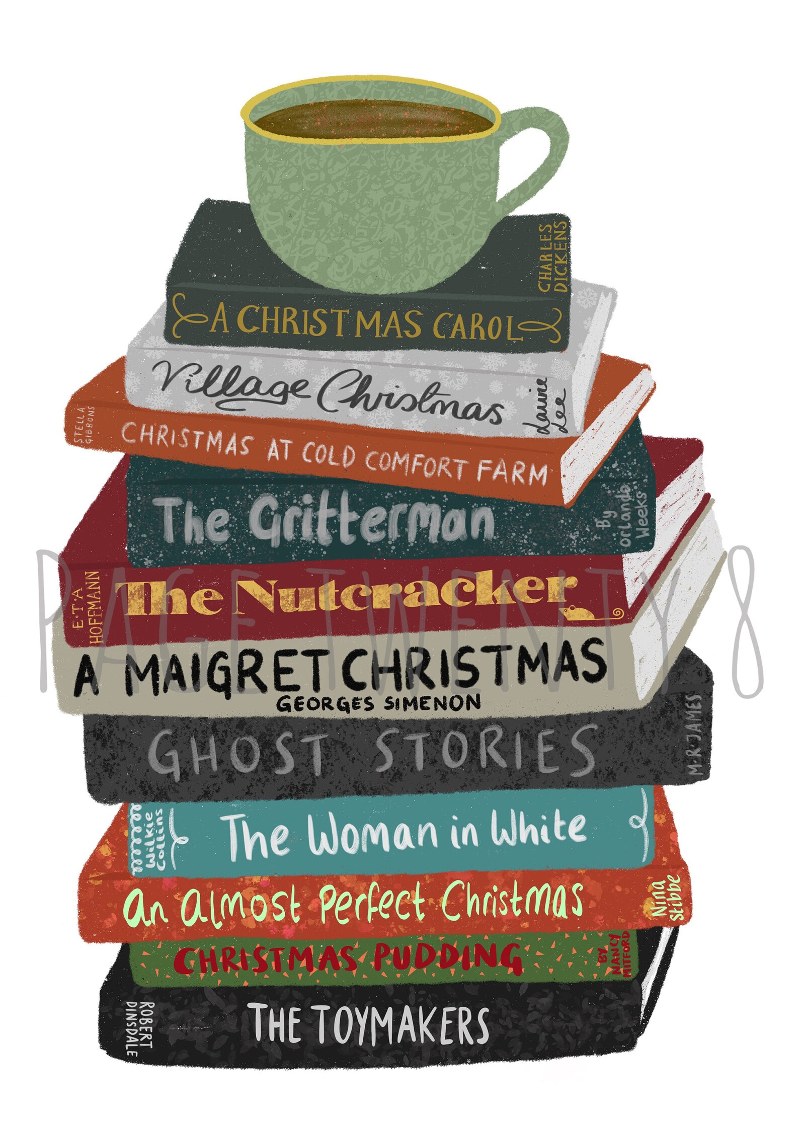 Christmas Novels Holiday Greetings Card. Winter Books Cozy Christmas ...