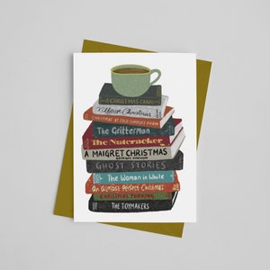 Christmas Novels Holiday Greetings Card. Winter Books Cozy Christmas ...