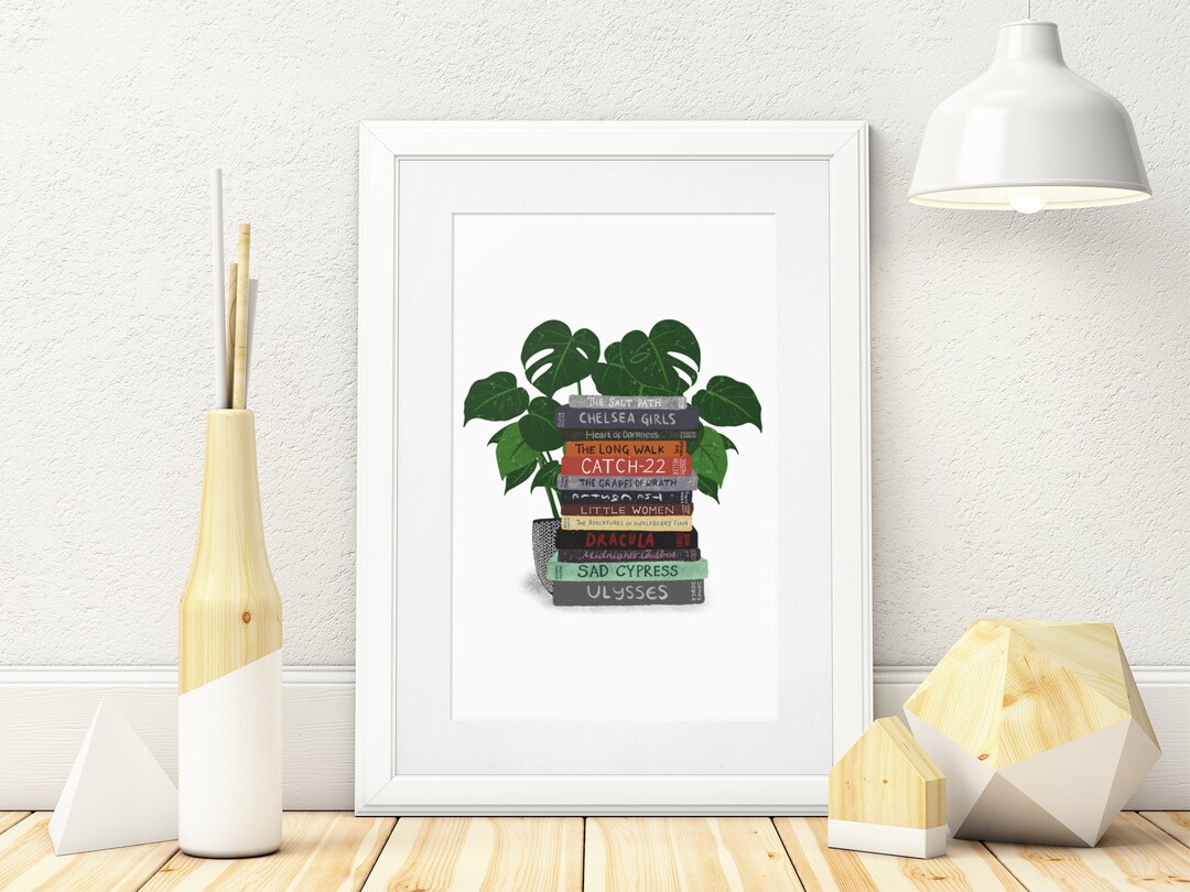 Monstera Poster, Book Print, Library Art, Literary Gift, Contemporary ...