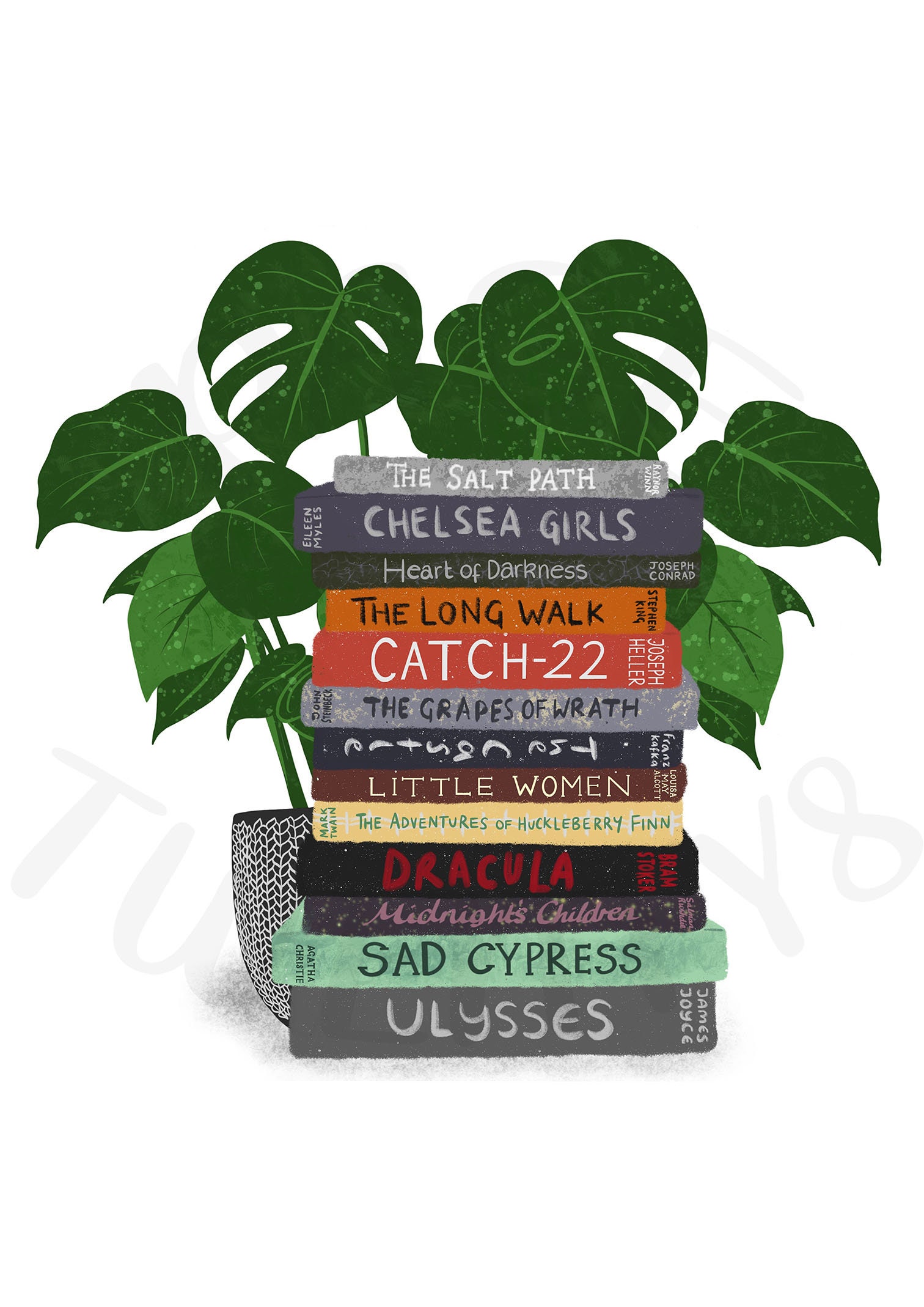 Monstera Poster, Book Print, Library Art, Literary Gift, Contemporary ...