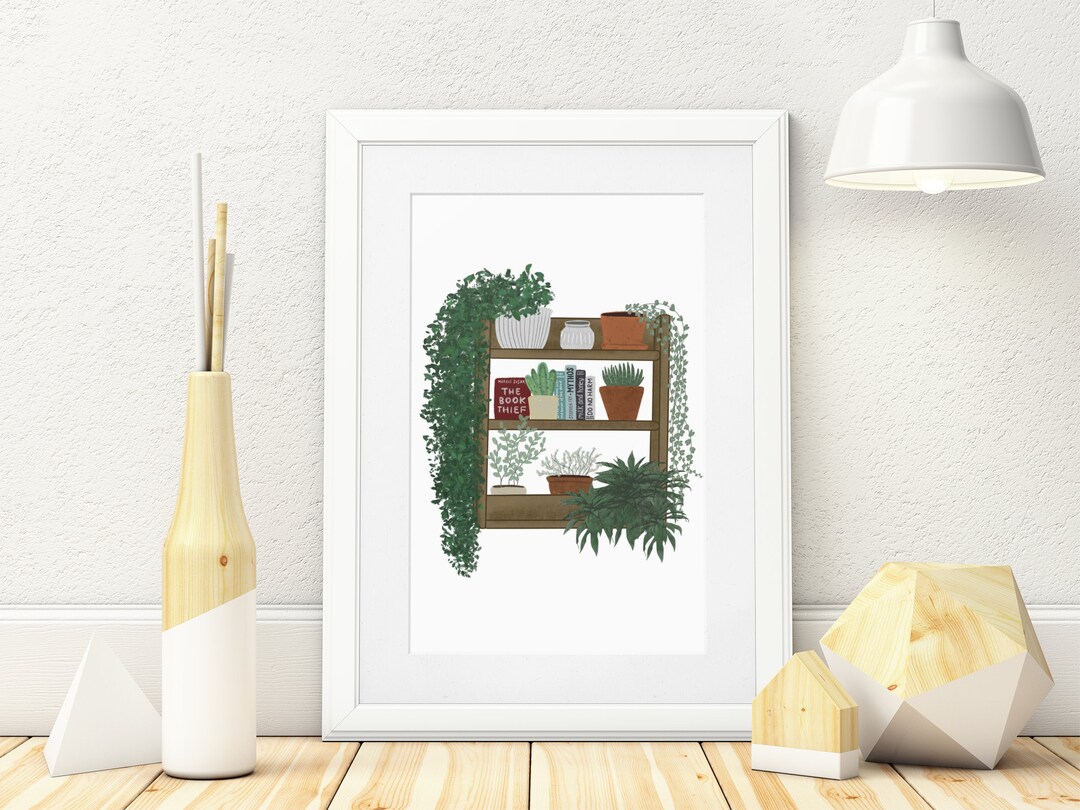 Bookcase Poster, Book Print, Library Art, Literary Gift, Contemporary ...