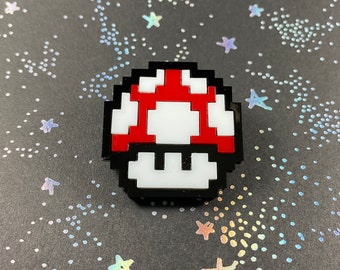 Extra Life Mushroom | 8-bit | Nintendo | Super Mario Bros | Pin - Etsy