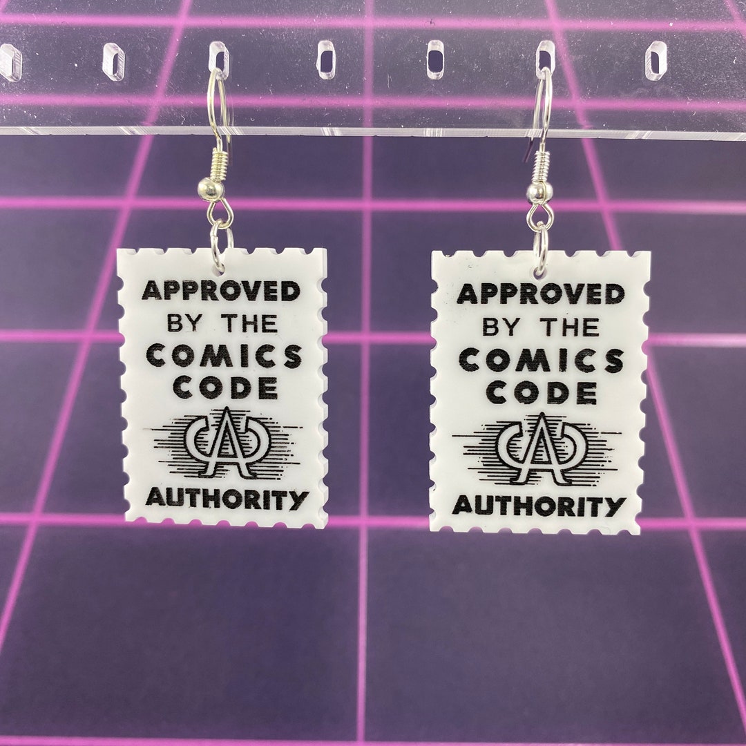 Comic Code Stamp Dangle Earrings - Etsy