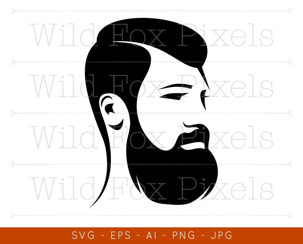 Bearded man face svg file hipster svg beard face clipart | Etsy