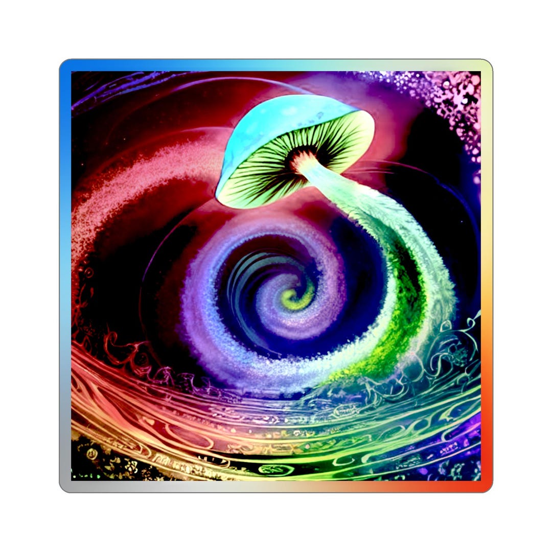 Holographic Stickers, Mushroom Portal Design, Cute Sticker Pack, Laptop ...