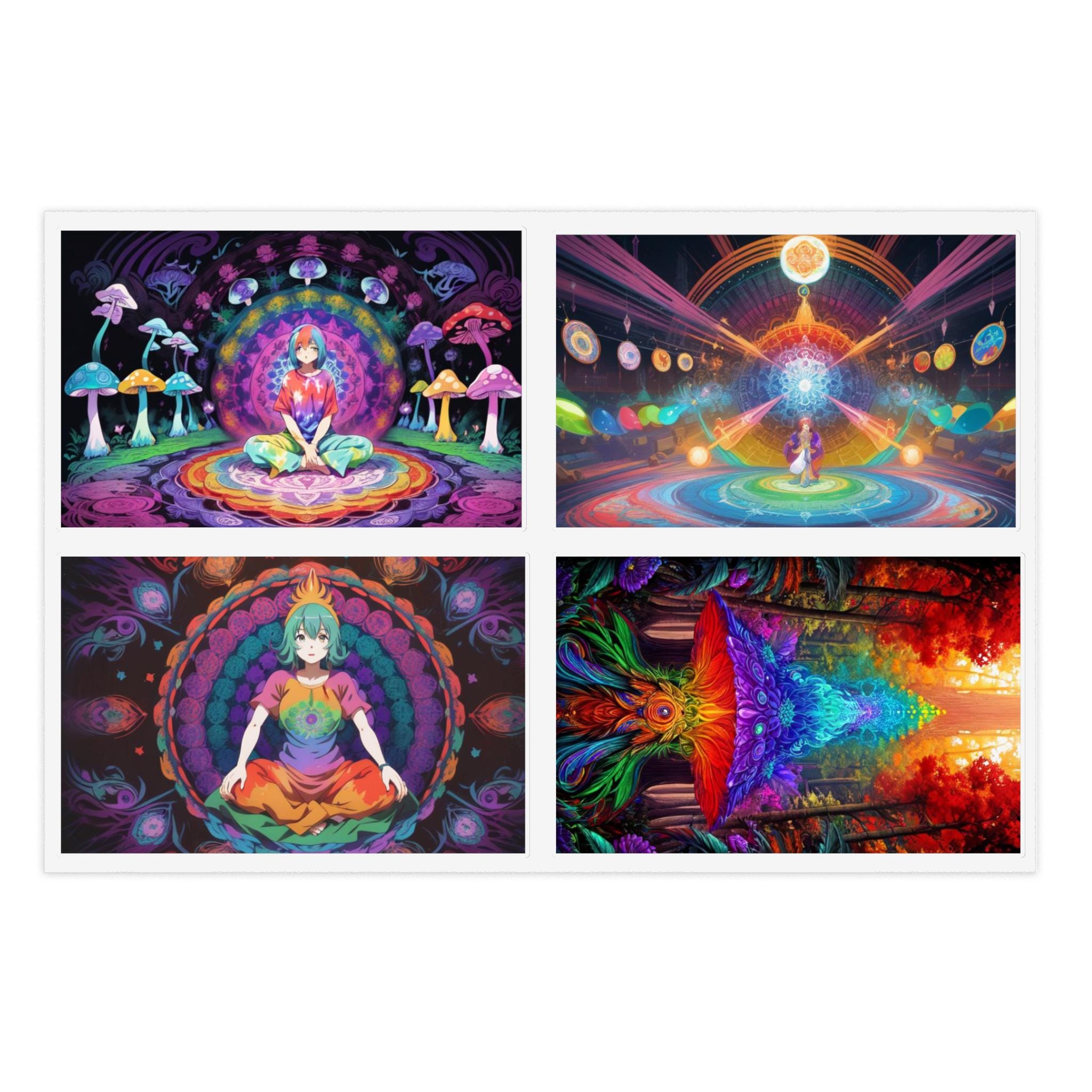 Psychedelic Anime Art Sticker Sheets, Decal Set for Laptop, Water ...