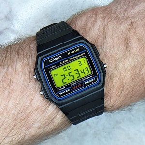 Casio Watch With Yellow Screen Mod (F-91W), the Canary - Etsy