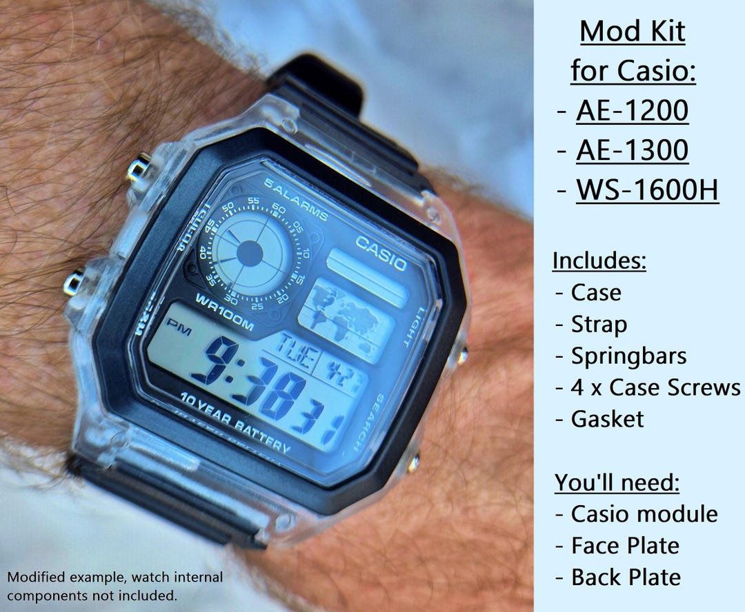 Mod Kit for Casio Royale AE-1200 / AE-1300 / WS-1600H. Transparent ...