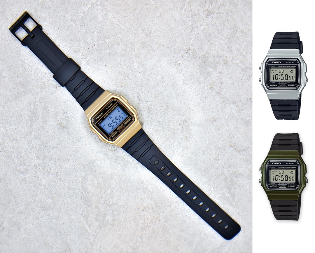 Casio F-91W Metallic Watch With Blue Screen Mod - Etsy