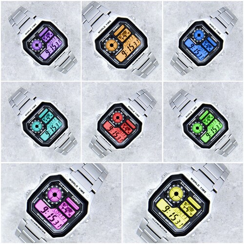 Casio World Time Illuminator Silver Watch With Black Nylon - Etsy UK