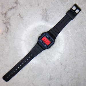Casio Watch With Flame Red Screen Mod (F-91W), the Flame - Etsy