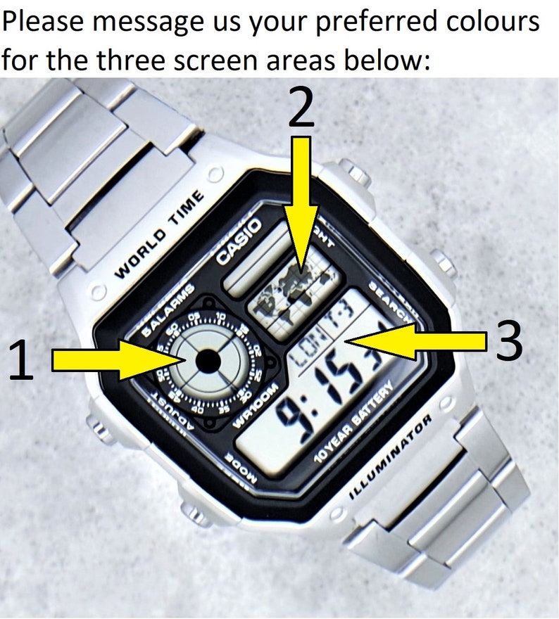 Casio World Time Watch With THREE Colour Screen Mod Pick Your | Etsy UK