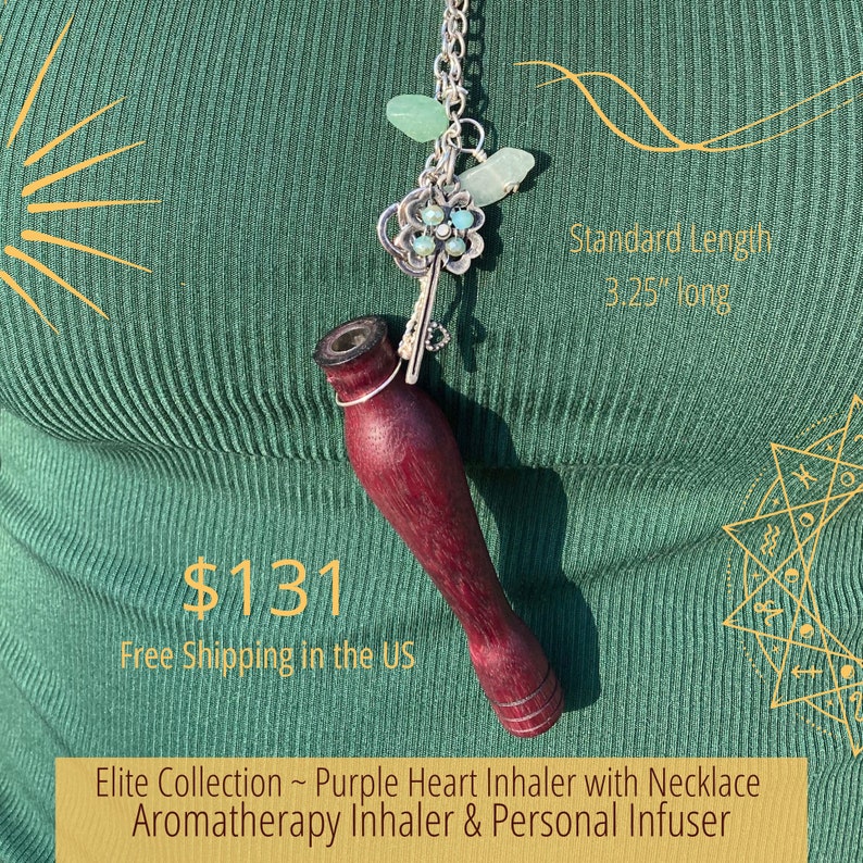 Elite Purple Heart Wood Inhaler With Necklace Portable Diffuser ...