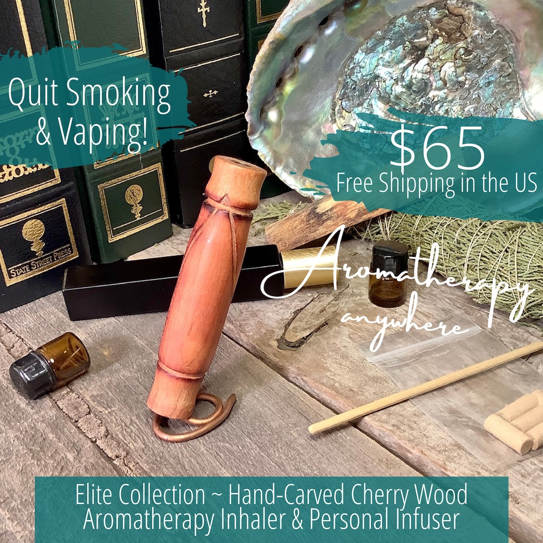 Cherry Wood Quit Styx Aroma Inhaler | Hand Carved Accents | Diffuser ...