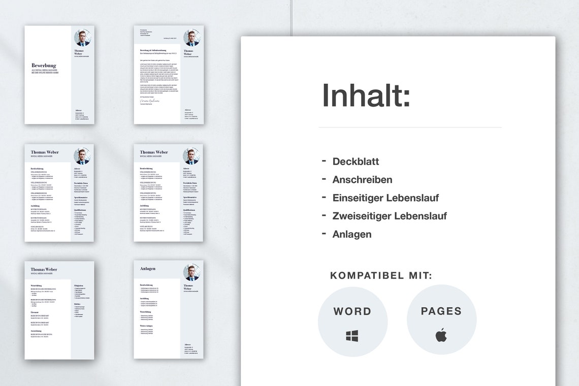 Application Template German Cv Template Word & Pages - Etsy