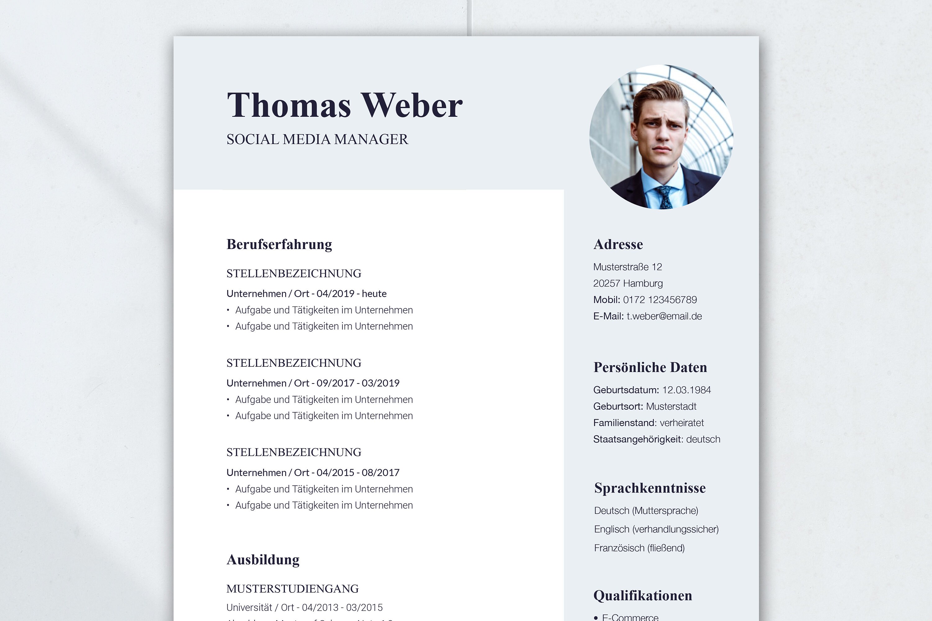 Application Template German Cv Template Word & Pages - Etsy
