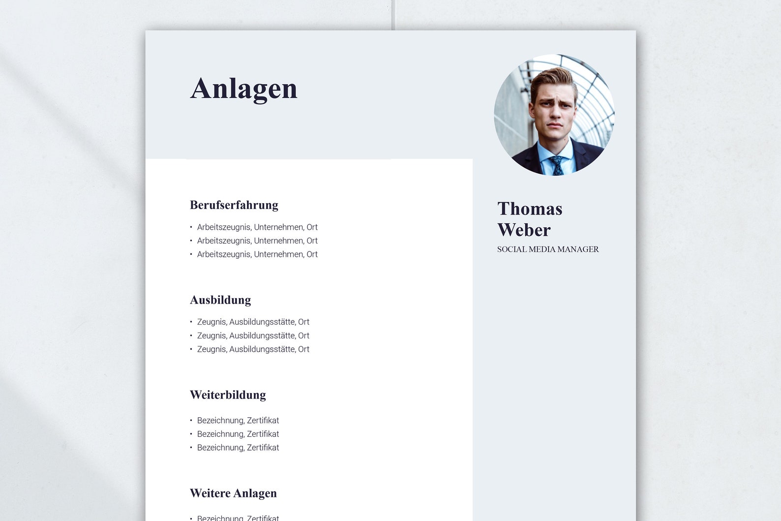 Application Template German Cv Template Word & Pages - Etsy