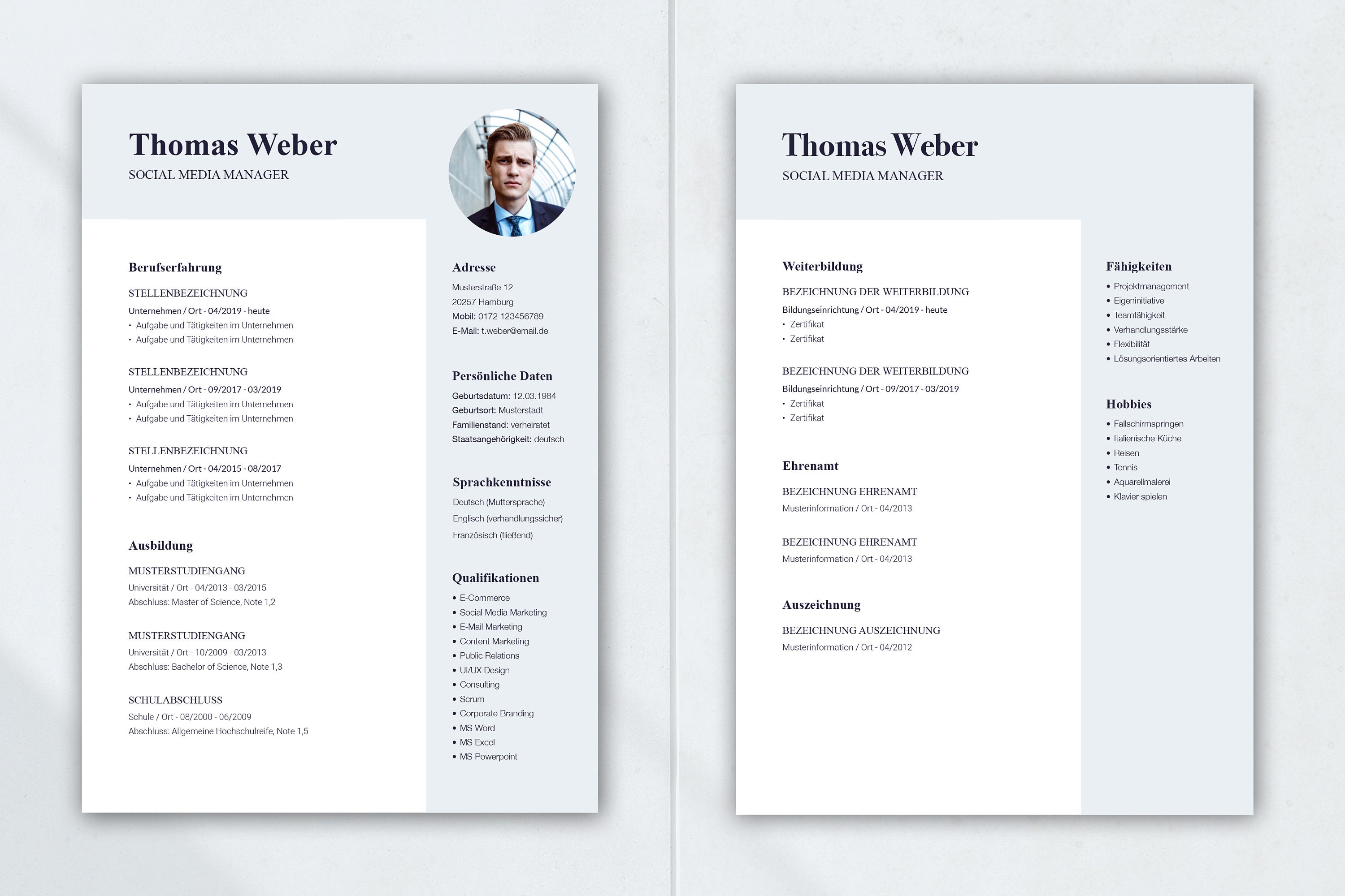 Application Template German Cv Template Word & Pages - Etsy